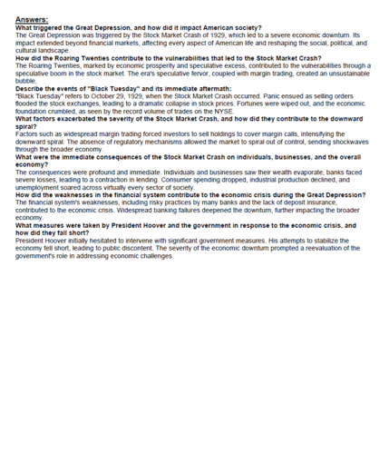 The Great Depression Worksheet Packet ( 29 Assignments) | Teaching ...