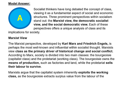 AQA A Level Politics Model Answers - Paper 3 - Short Questions, 2023 ...