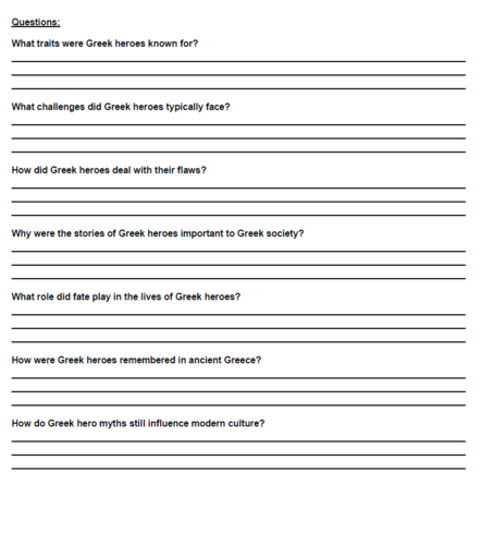 Heroes of Greek Myth Worksheet Packet (35 Assignments) | Teaching Resources