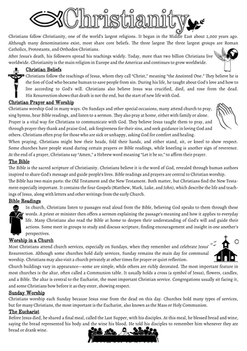 Christianity Reading Comprehension | Teaching Resources
