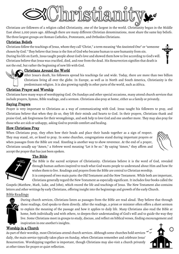 Christianity Reading Comprehension | Teaching Resources