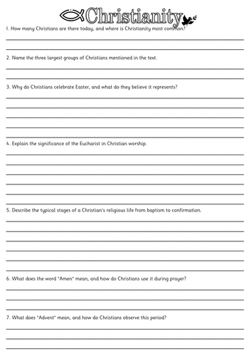 Christianity Reading Comprehension | Teaching Resources