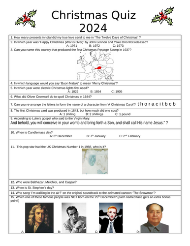 Christmas Quiz 2024 | Teaching Resources
