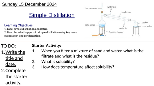 GCSE Chemistry Simple Distillation: Complete Lesson | Teaching Resources