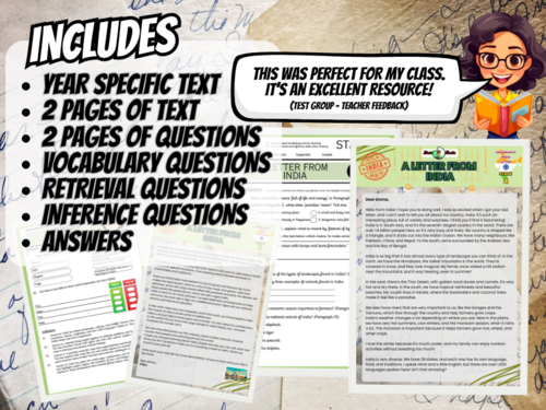 India | A Letter From India | Bronze | Reading Comprehension | Year 4 ...