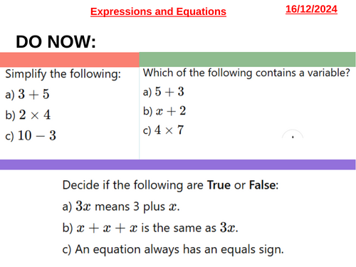 Equations and Expressions | Teaching Resources