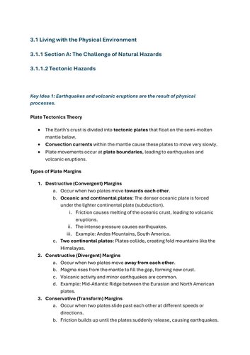 NATURAL HAZARDS - AQA GCSE Geography Lesson Bundle | Teaching Resources