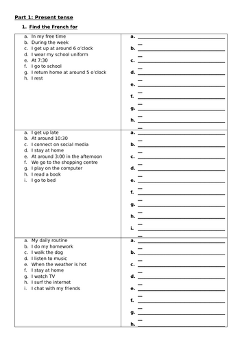 Year 8 Unit 6.2 : FRENCH: Daily routine + Telling time + Retrieval ...