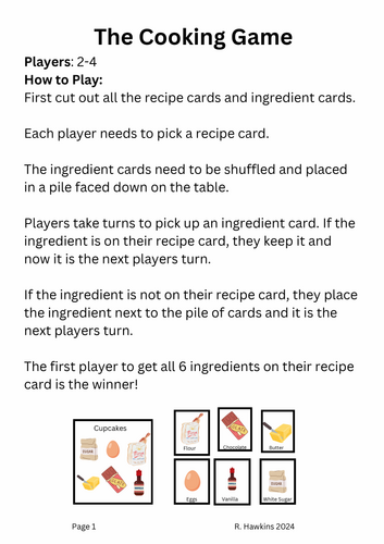 The Cooking Game | Teaching Resources
