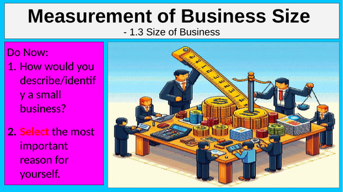 Size Of Business CIE Cambridge International | Teaching Resources