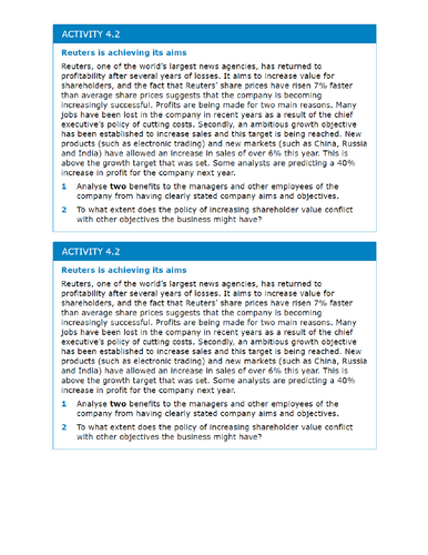 Business Objectives CIE Cambridge International | Teaching Resources