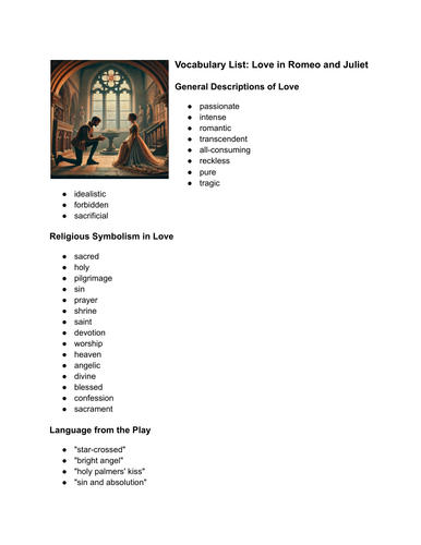 Romeo and Juliet: Love - Visual Scaffolds and PEEL Paragraphs ...
