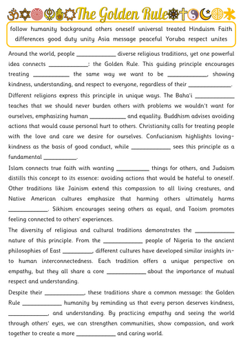 Golden Rule World Religions Reading | Teaching Resources