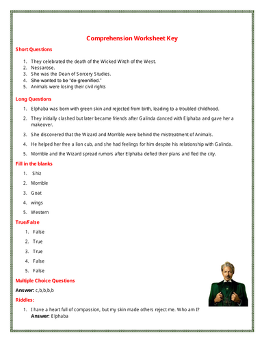 Wicked (2024) Film: Comprehension & Critical Analysis Worksheets ...