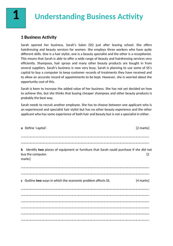 Understanding Business Activity CIE Cambridge International | Teaching ...