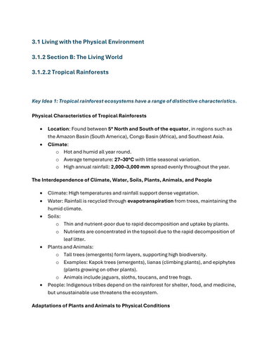 Tropical Rainforests - GCSE Geography Lesson | Teaching Resources
