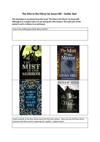 GCSE English Language Paper 1 Mist in the Mirror Susan Hill KS3 / KS4 Gothic Text plus writing ...