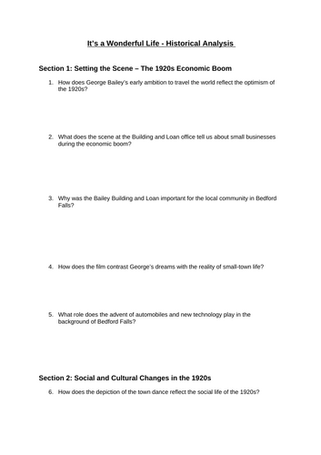 HISTORY FILM CLUB / CHRISTMAS FILM LESSON - IT'S A WONDERFUL LIFE ...