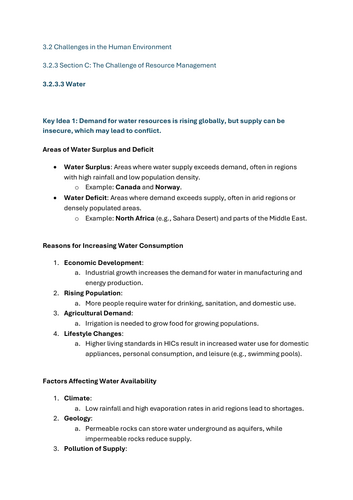 Water - GCSE Geography | Teaching Resources