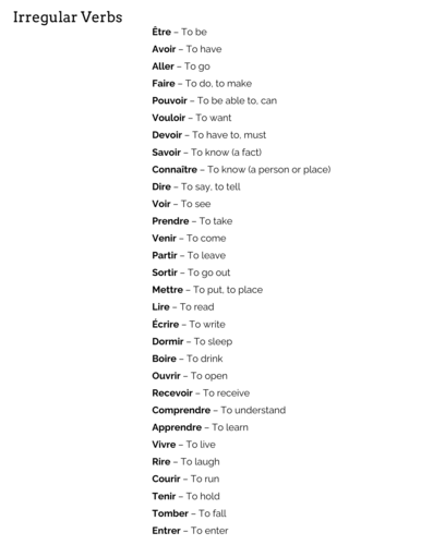 50 Essential French Verbs and Their Meanings | Teaching Resources