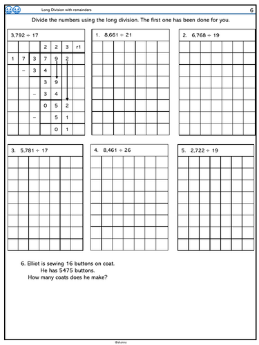 Long Division with Remainders | Teaching Resources