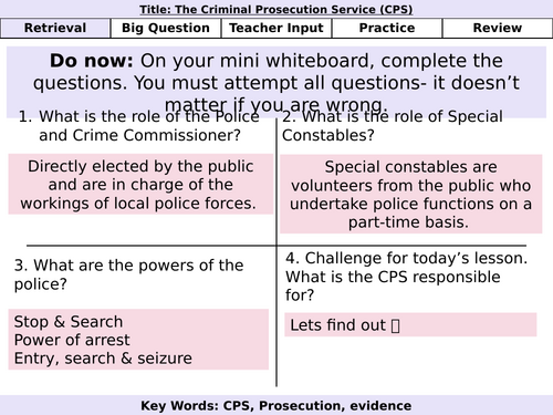 L6: The Criminal Prosecution Service [CPS] | Teaching Resources