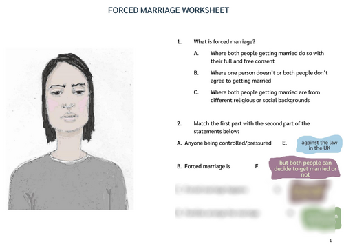 Forced Marriage Worksheet and Lesson Plan (UK) | Teaching Resources