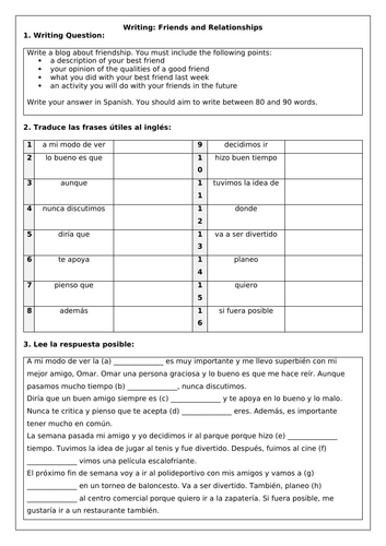 Friends - Mis amigos - Spanish GCSE (4 Worksheets) | Teaching Resources