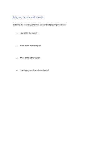 GCSE Spanish Listening Skills; Me, my family and friends 01 | Teaching ...