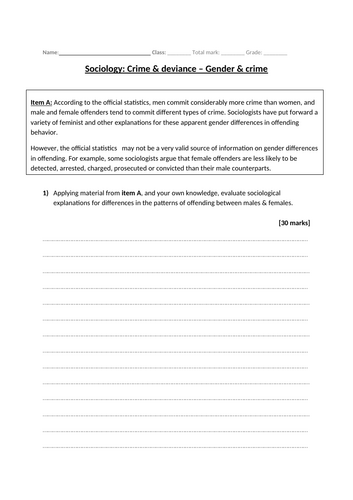 Topic 5: Gender, crime and justice ( Sociology Crime and Deviance ...