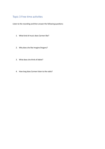 GCSE Spanish Listening skills; Free time activities 02 | Teaching Resources