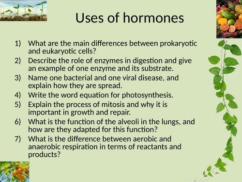 AQA GCSE Biology Uses of plant hormones | Teaching Resources