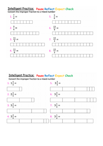Improper Fractions & Mixed Numbers | Teaching Resources