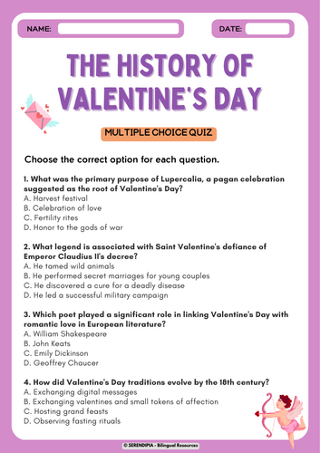 Valentine's Day History & Symbols Reading Comprehension Activities ...