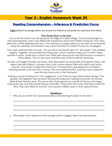 25. Year 3 - Reading Comprehension & Present Perfect Tense | Teaching ...