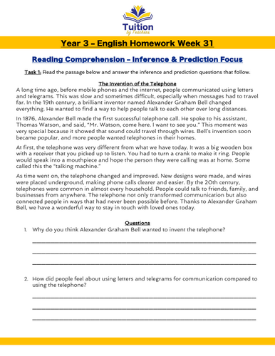 31. Year 3 - Reading Comprehension & Apostrophes for Plural Possession ...