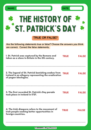 History of St Patrick's Day & Symbols Reading Comprehension Activities ...
