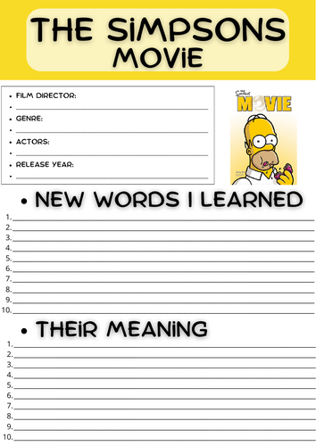 ESL Movie Guide Worksheets on "The Simpsons Movie" | Teaching Resources