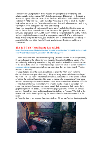 Digital Escape Room - The Tell-Tale Heart by Edgar Allan Poe | Teaching ...