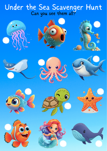 Under the Sea Themed Treasure Hunt, Kids Birthday Party Games ...