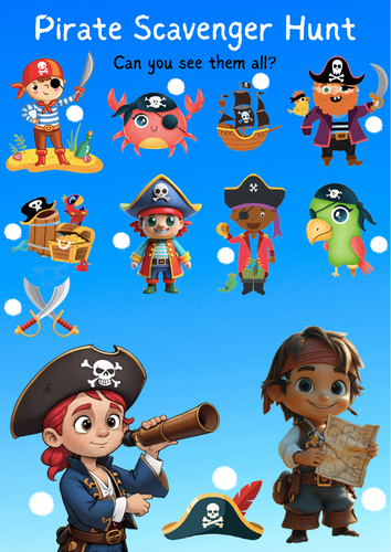Pirate Themed Scavenger Hunt, Child / Kids Birthday Party Games, pirate ...