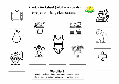 'ear' [air] Phonics Sound Worksheet Bundle [bear/pear] | Teaching Resources