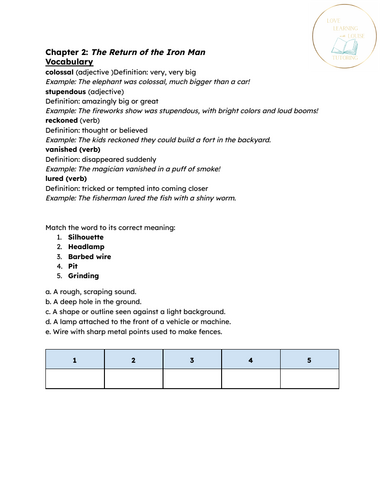 The Iron Man - Ted Hughes Chapters 1-5 Comprehension/VIPER activity ...