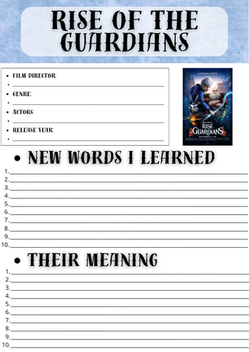 ESL Movie Guide Worksheets on "Rise of the Guardians" | Teaching Resources