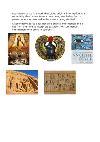 KS2 Ancient Egyptian Primary and Secondary Sources | Teaching Resources