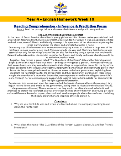 19. Year 4 - Reading Comprehension & Commas for Clauses | Teaching Resources