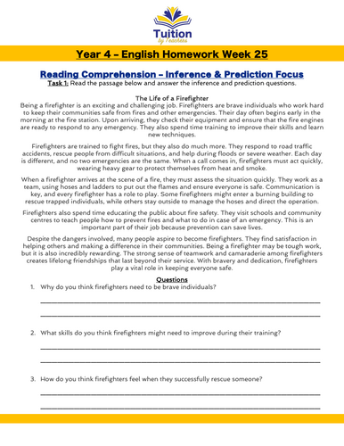 25. Year 4 - Reading Comprehension & Past Tense | Teaching Resources