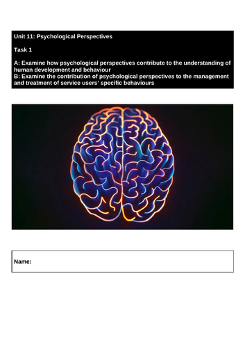 BTEC level 3 Health and Social Care Unit 11 Psychological Perspectives ...