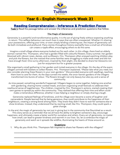 31. Year 6 - Reading Comprehension & Apostrophes for Contraction ...