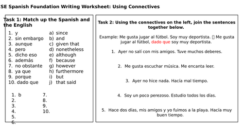 GCSE Spanish Writing: Using Connectives | Teaching Resources GCSE Spanish Writing: Using Connectives | Teaching Resources